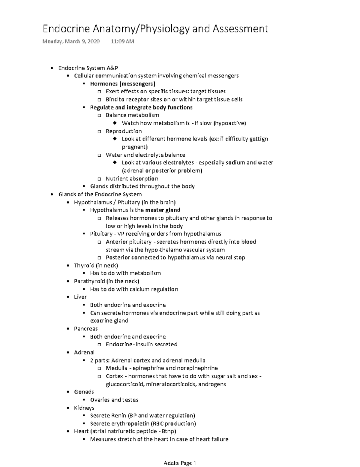 Endocrine Anatomy Physiology and Assessment - Endocrine System A&P ...