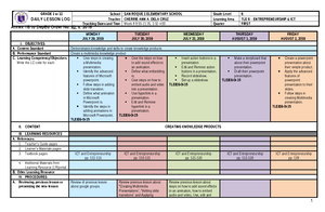 DLL TLE-ICT WEEK 8 - lecture - GRADE 1 to 12 DAILY LESSON LOG School ...