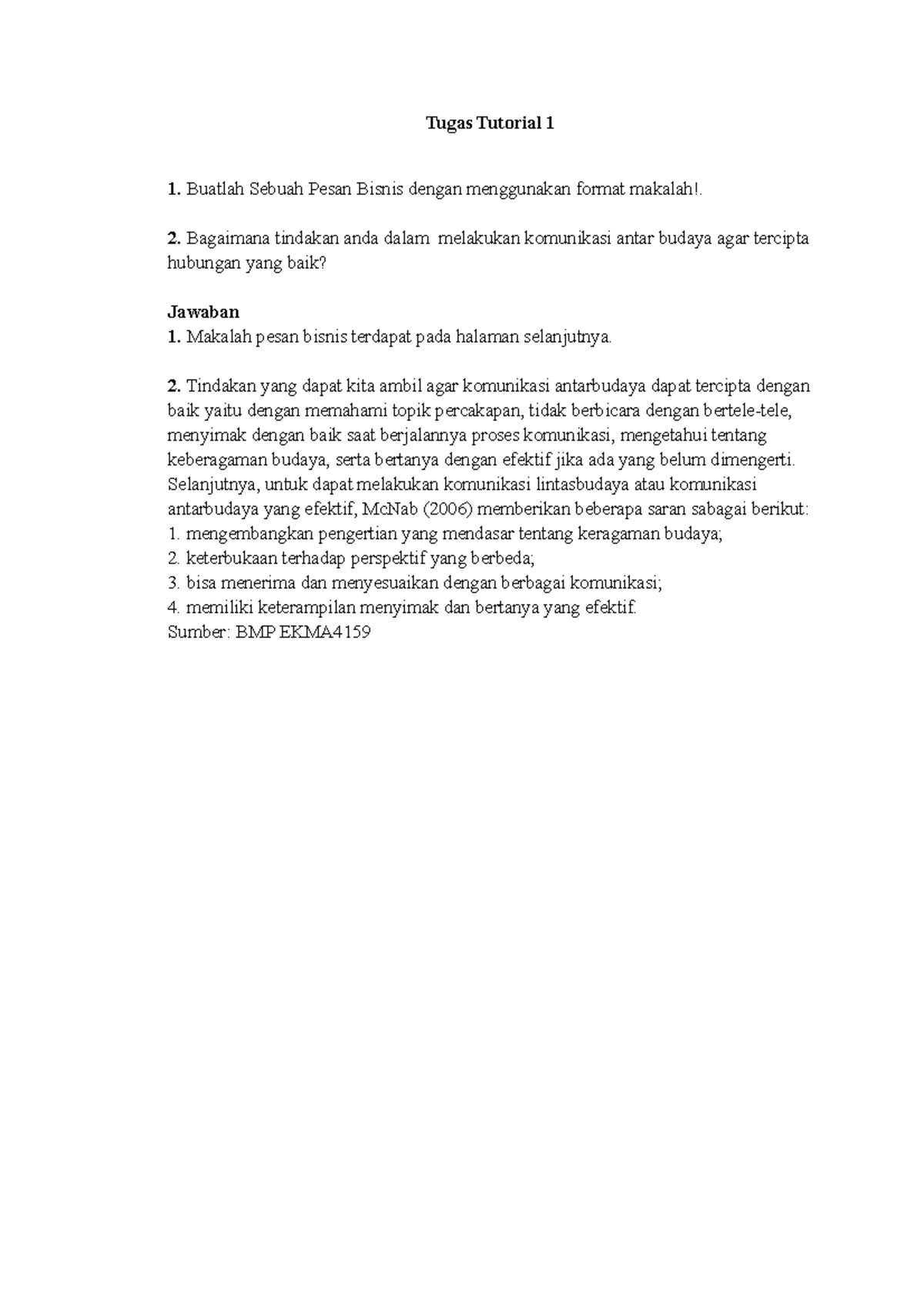 Tugas 1 - essay - Tugas Tutorial 1 Buatlah Sebuah Pesan Bisnis dengan ...