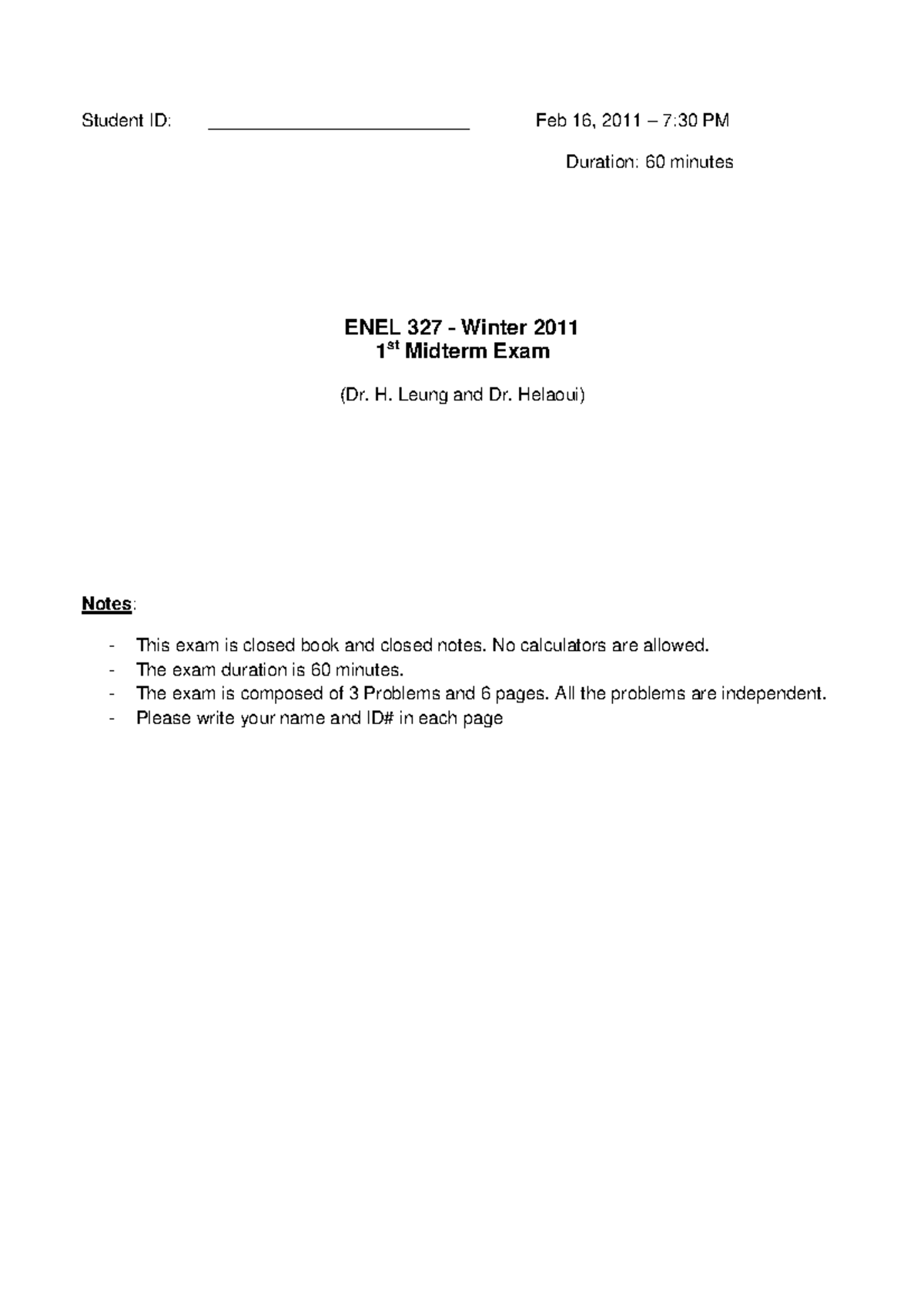 Exam February 2011, Questions and Answers - Midterm 1 Solutions ...