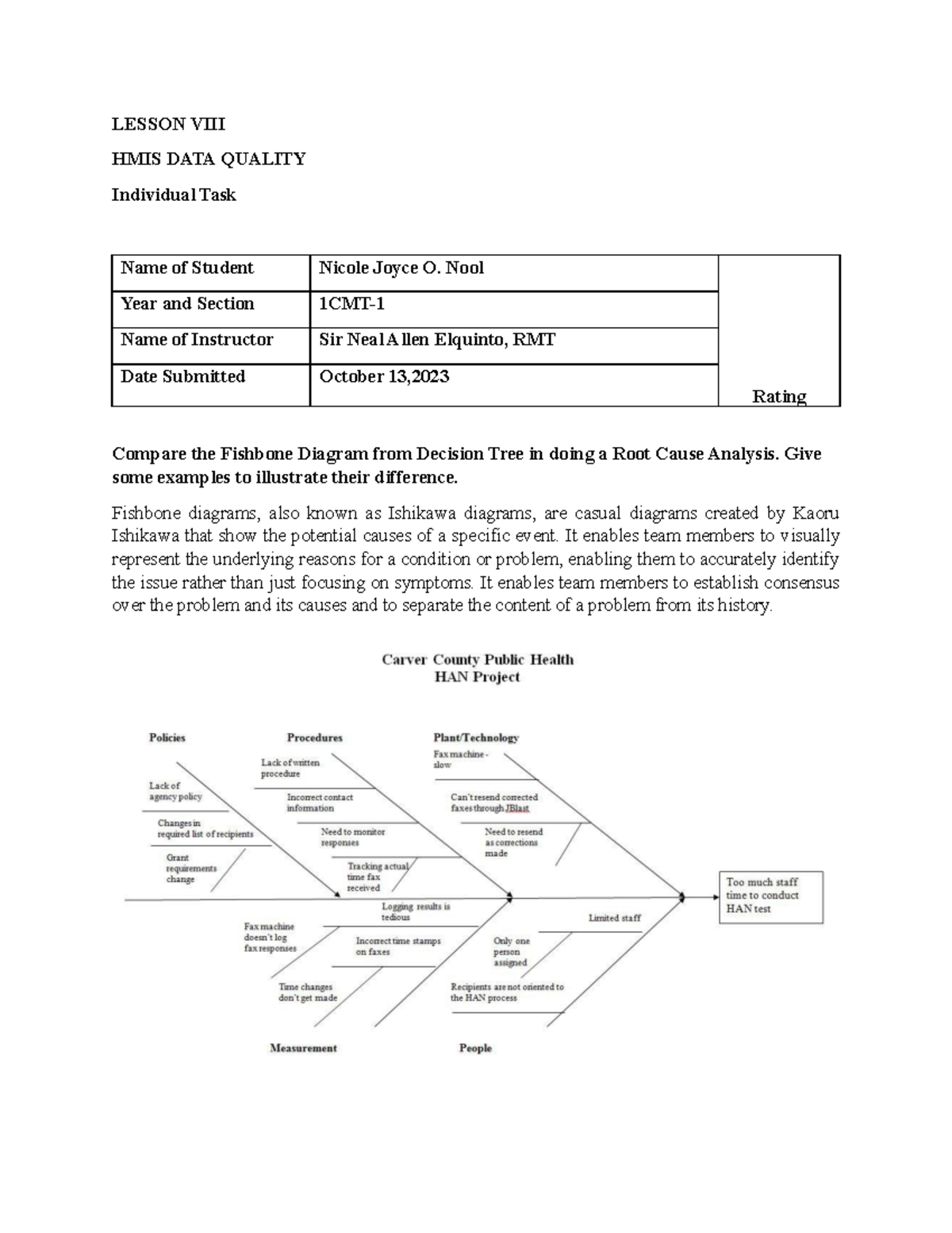 Lesson VIII Individual Task - LESSON VIII HMIS DATA QUALITY Individual ...