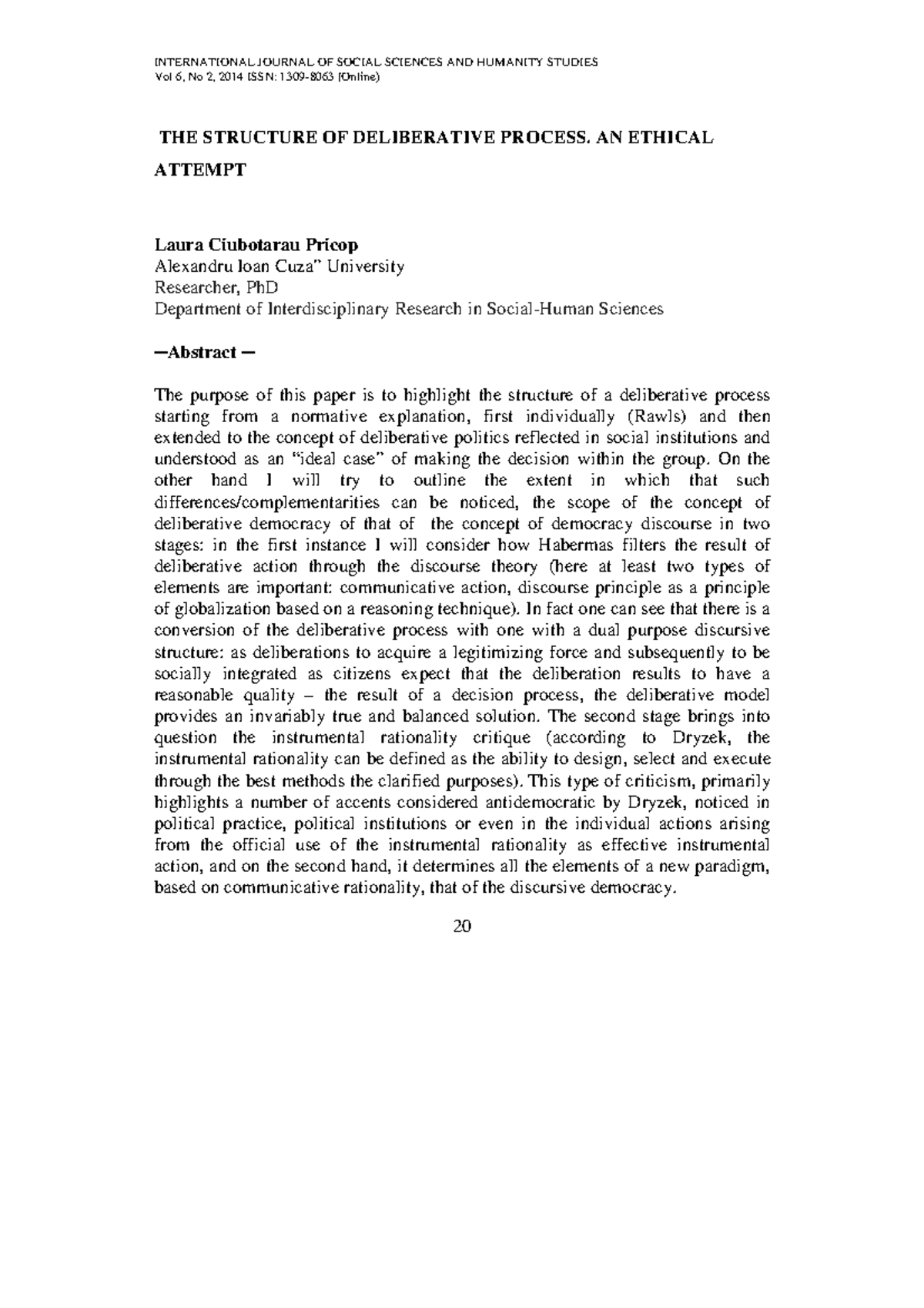THE Structure OF Deliberative Process. AN Ethical Attempt[#275365 ...