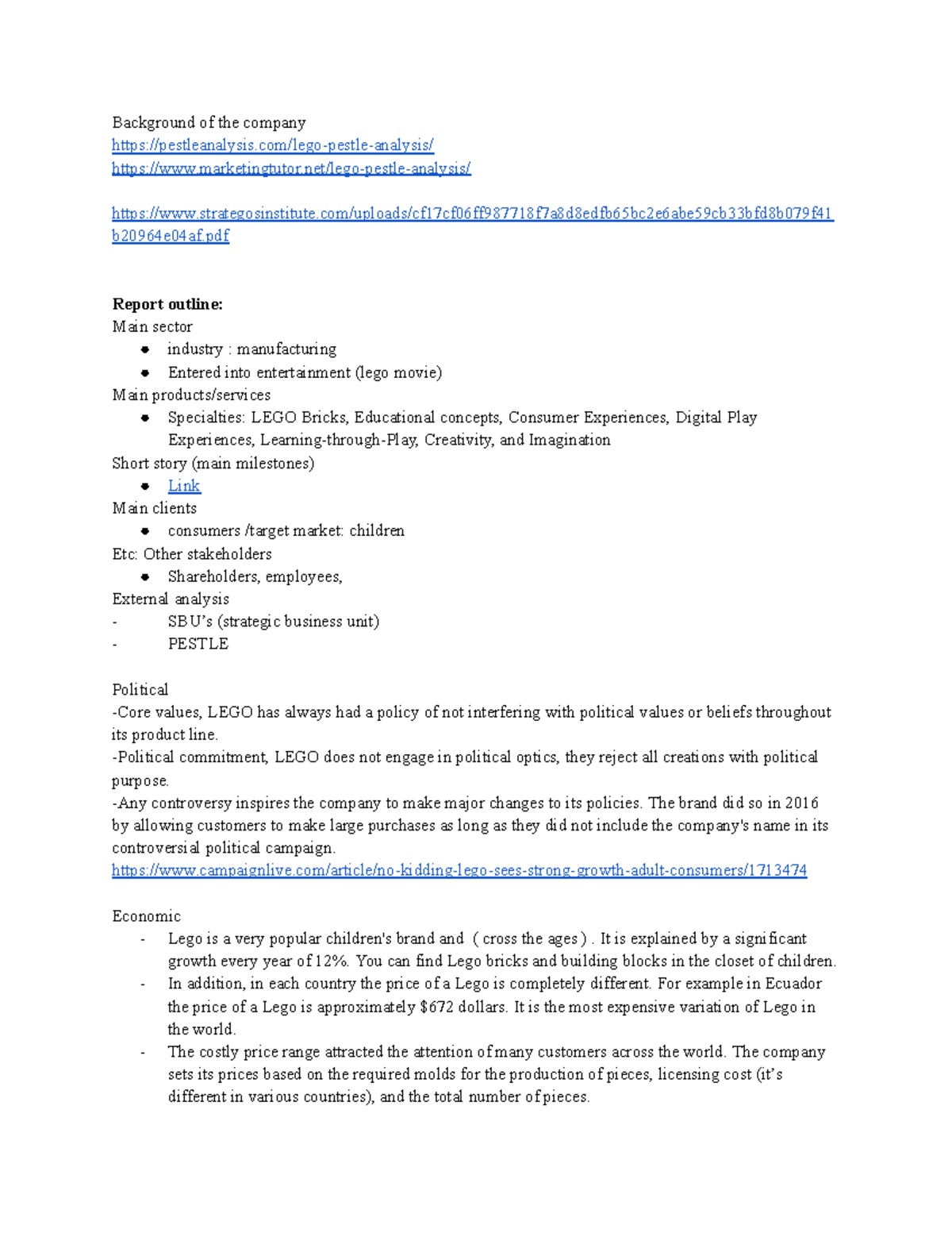 Lego ENV Analysis - Background of the company pestleanalysis/lego ...
