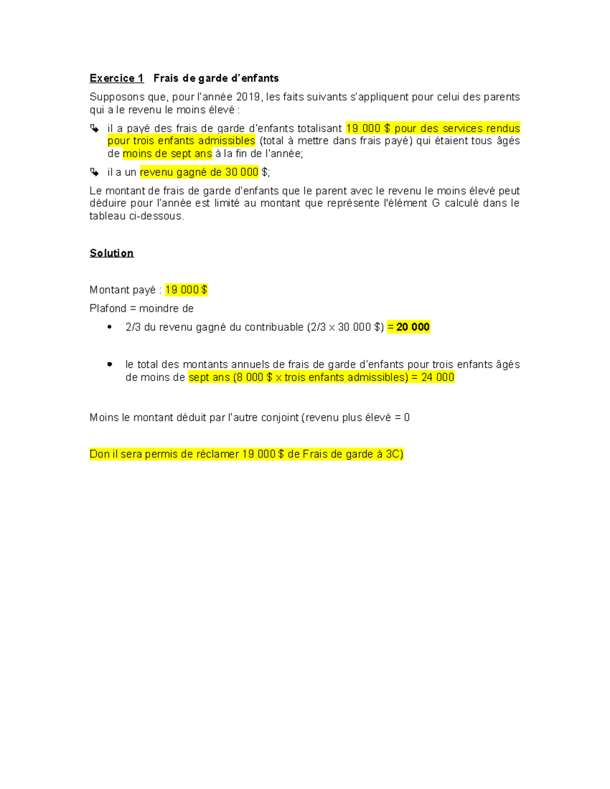 Cours 6 et 7 - 02- Exercices frais de garde - Exercice 1 Frais de garde ...