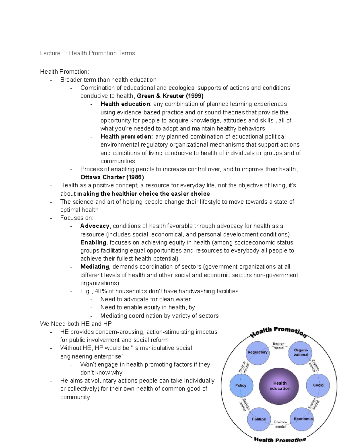Lecture 3 Health Promotion Terms - Lecture 3: Health Promotion Terms ...