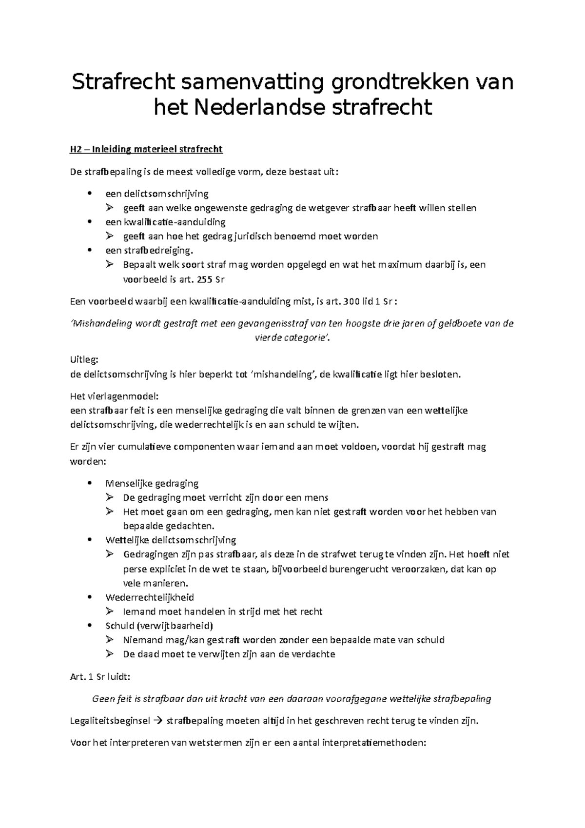 Strafrecht samenvatting - Bepaalt welk soort straf mag worden opgelegd ...