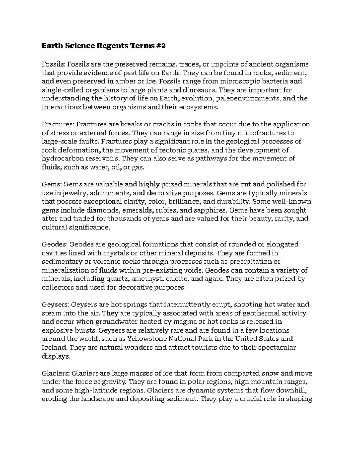 Earth Science Regents Terms (Part Two) - Earth Science Regents Terms ...