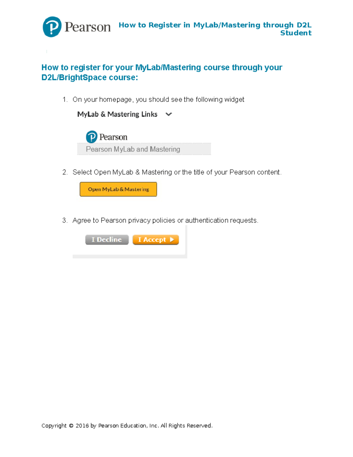 My Lab Pearson Student Registration Instructions - Student How to ...