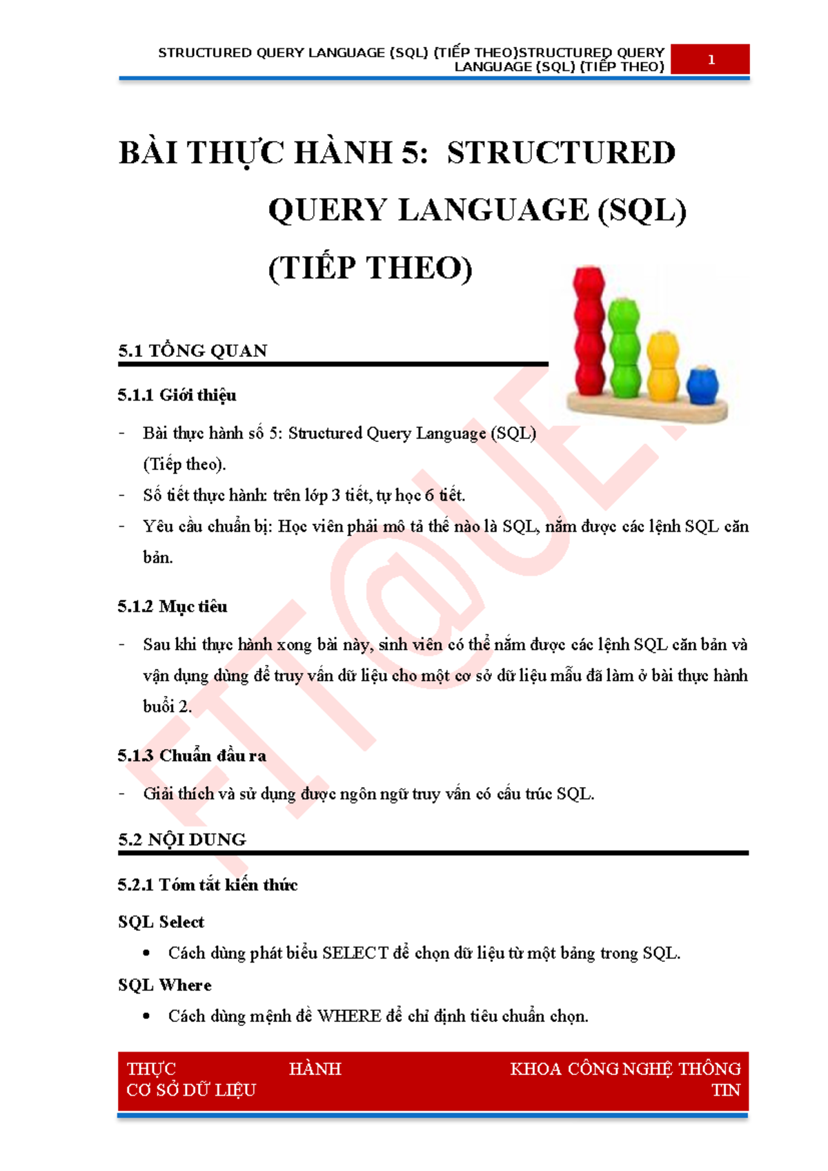 LAB 5- Structured Query Language (SQL CO BAN) (Tiep Theo) - STRUCTURED QUERY LANGUAGE (SQL ...