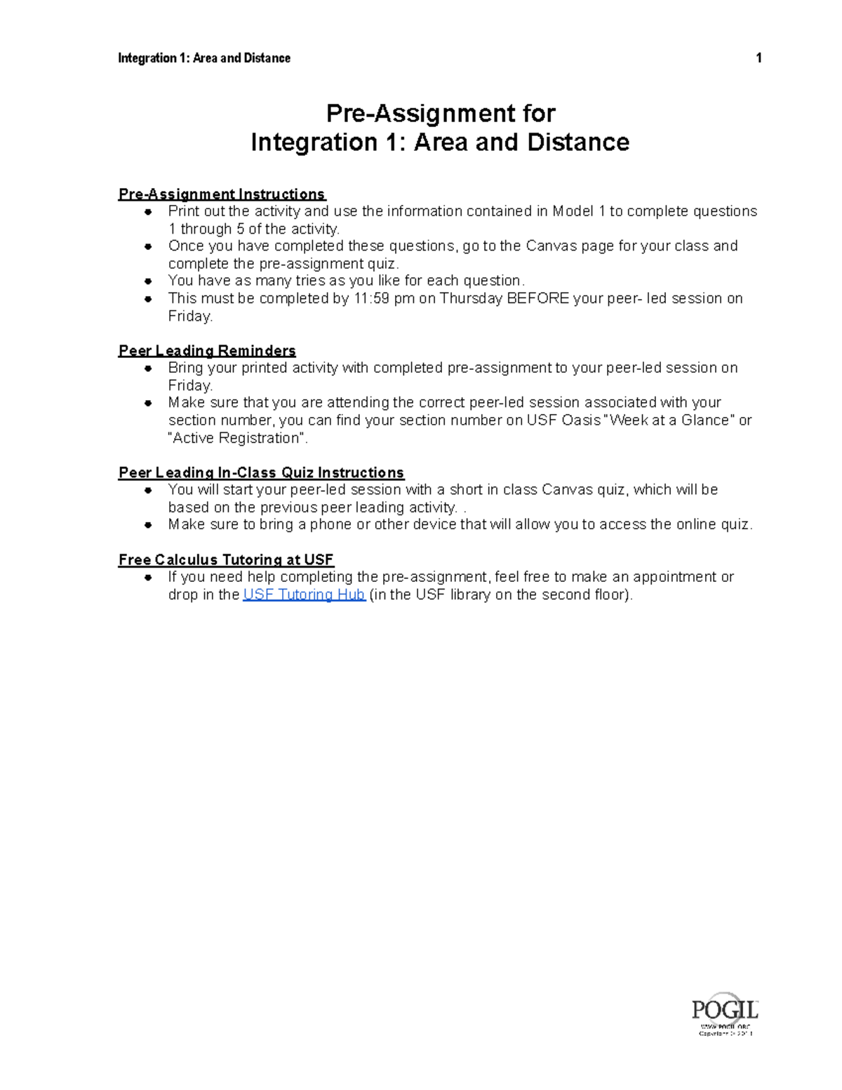 I1 Area and Distance - Pre-Assignment for Integration 1: Area and ...