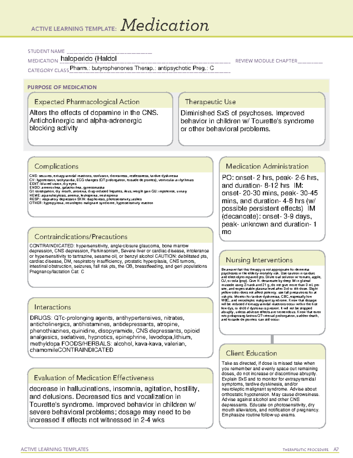 Mental Health Medication Management Handouts Printable