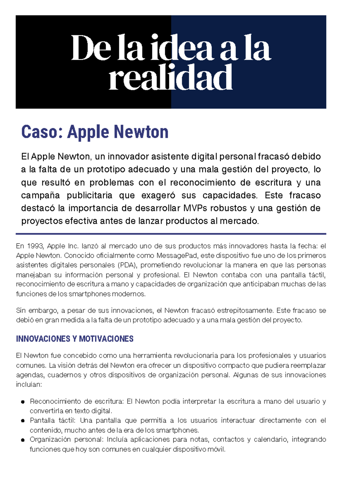 Caso Apple Newton - icyt - En 1993, Apple Inc. lanzó al mercado uno de ...