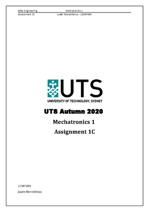 MCU Project Reflection AUT23 - 48622 Mechatronics 1 MCU Lab 48622 Mechatronics 1 P a g e 1 / 2 ...