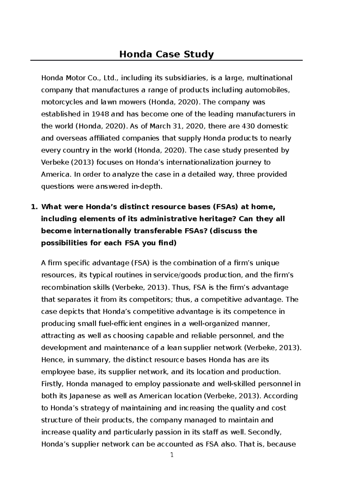 Honda Case Study - Honda Case Study Honda Motor Co., Ltd., including ...