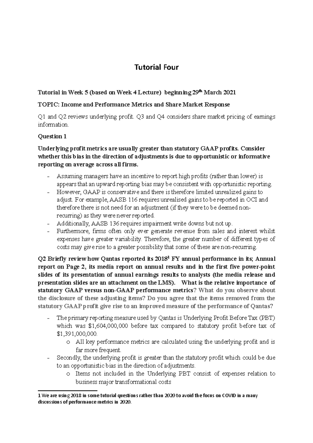 Tutorial 4 Financial Accounting Theory - Tutorial Four Tutorial in Week ...