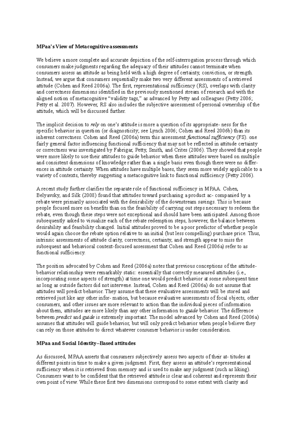 Notes-2 - MPAA’s View of Metacognitive assessments - MPaa’s View of ...