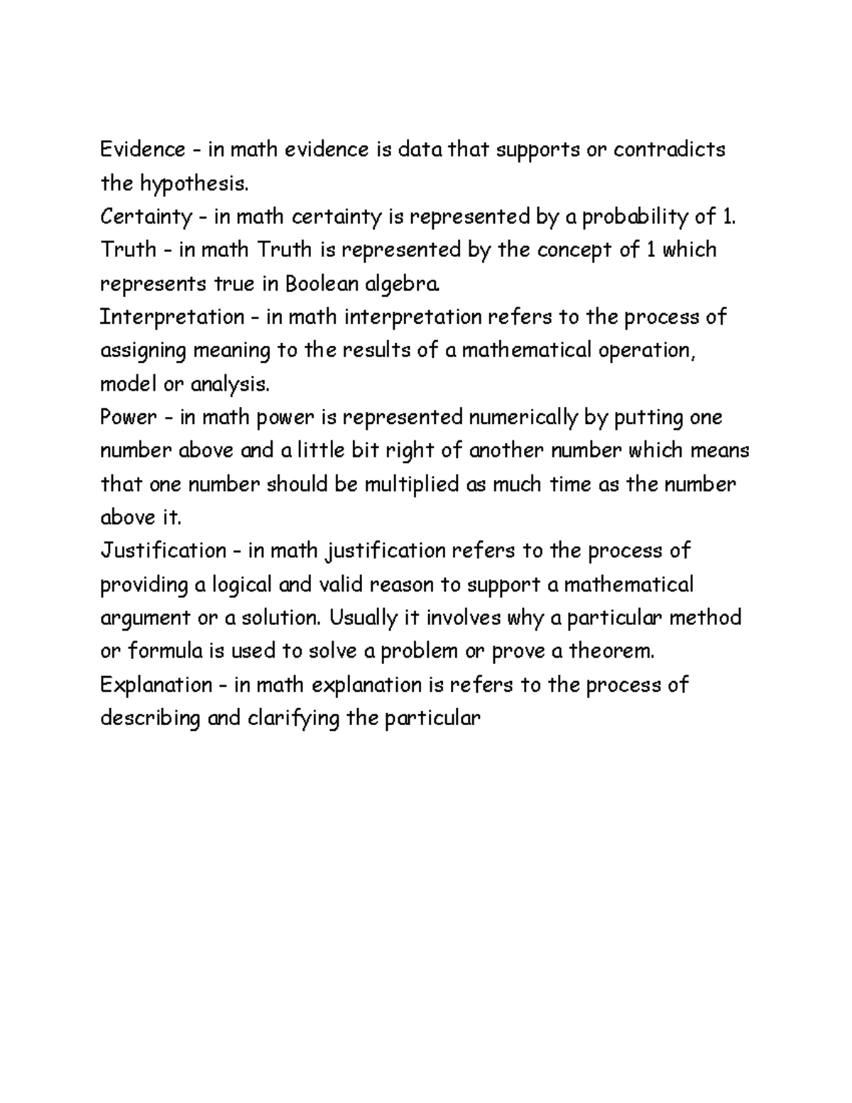 Maths - jdnxsjs - Evidence - in math evidence is data that supports or ...