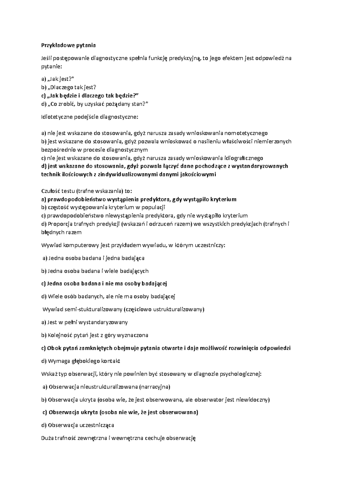 Pytania diagnoza - Przykładowe pytania Jeśli postępowanie diagnostyczne ...