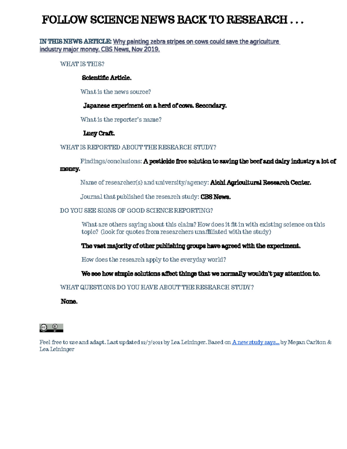 Copy of Worksheet follow science news back to research - FOLLOW SCIENCE ...