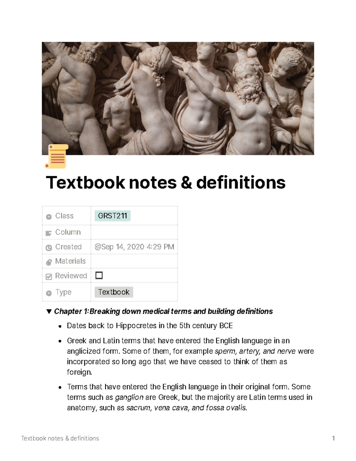 Textbook notes definitions - Textbook notes & definitions Class GRST ...