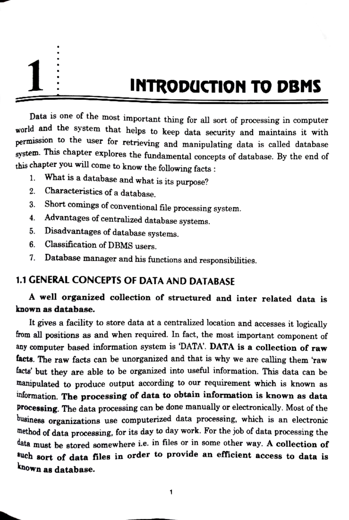 (DBMS) chapter 1 - Data is one of the most important thing for all sort of processing in ...