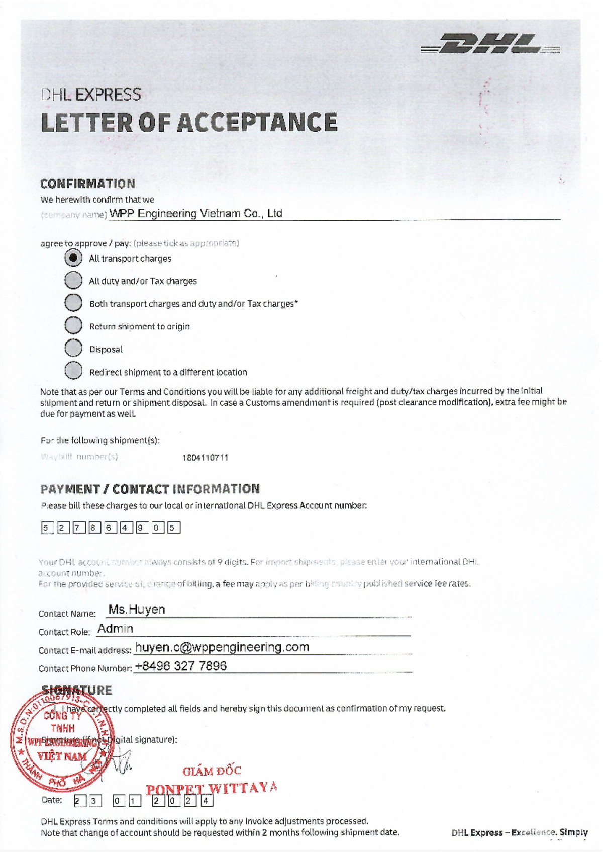 LOA DHL-Signed - huu ich voi moi nguoi - DHL DHL EXPRESS LETTER OF ...