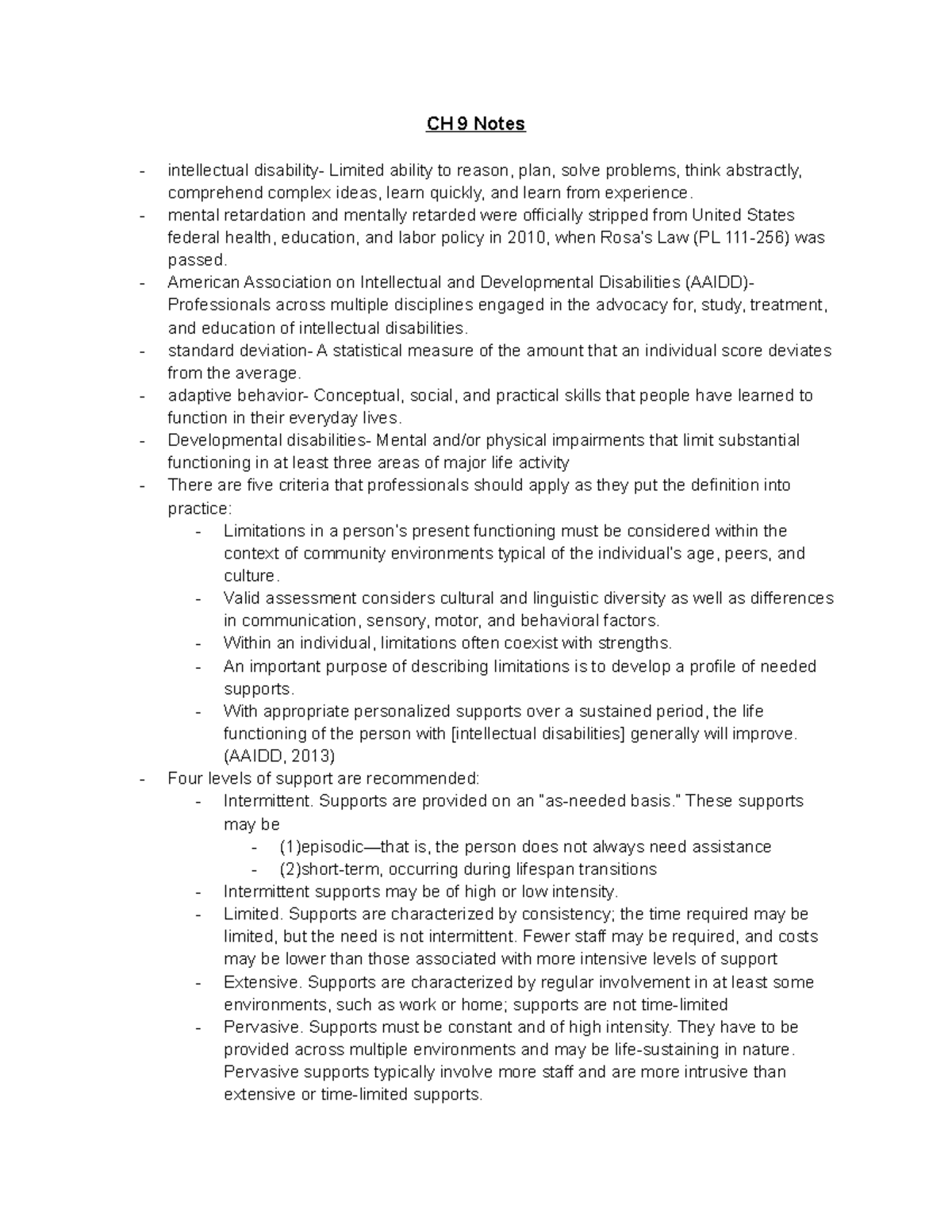 CH 9 Notes - Couse stayed the same and only one professor for it - CH 9 ...