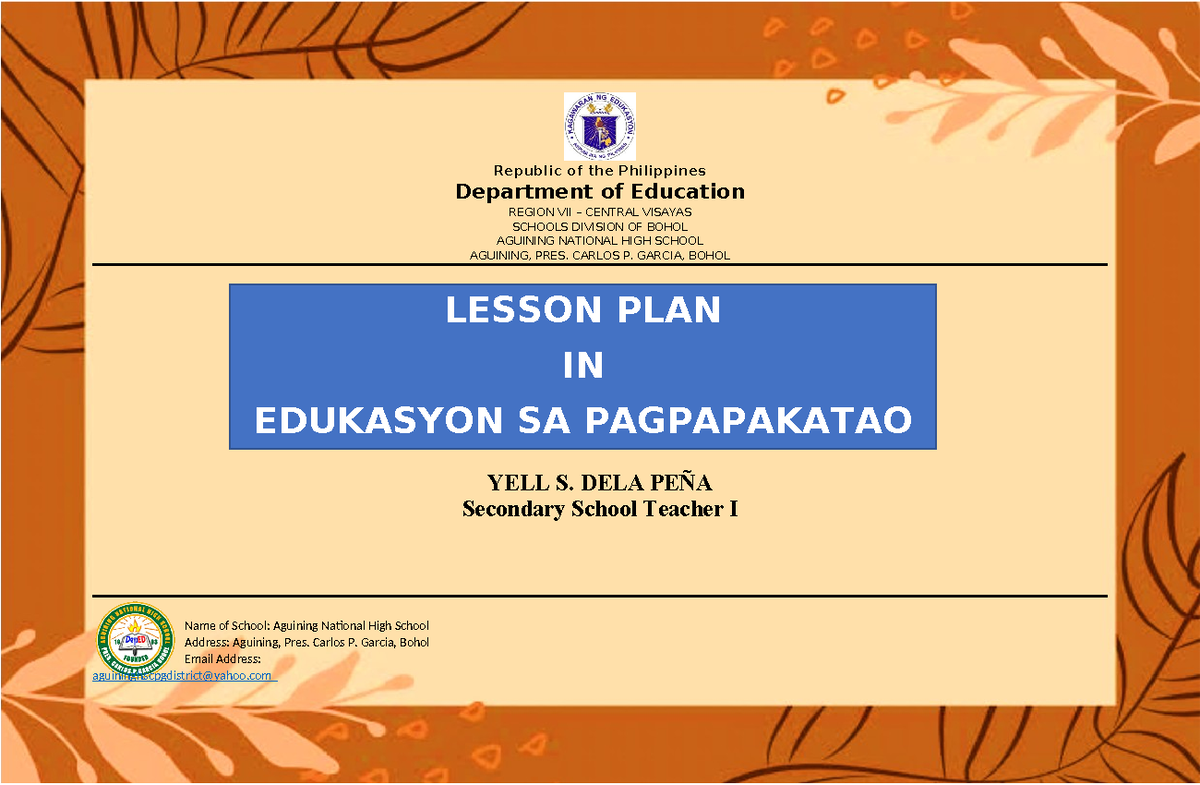 Cover PAGE 1 - fyyffyffy - BSED - Republic of the Philippines ...