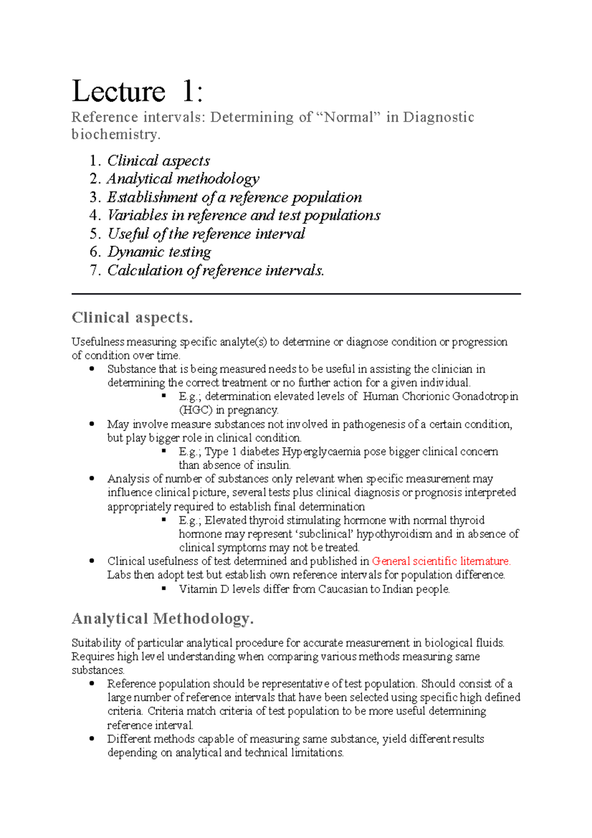 Lecture 1- Reference intervals copy - Lecture 1: Reference intervals ...