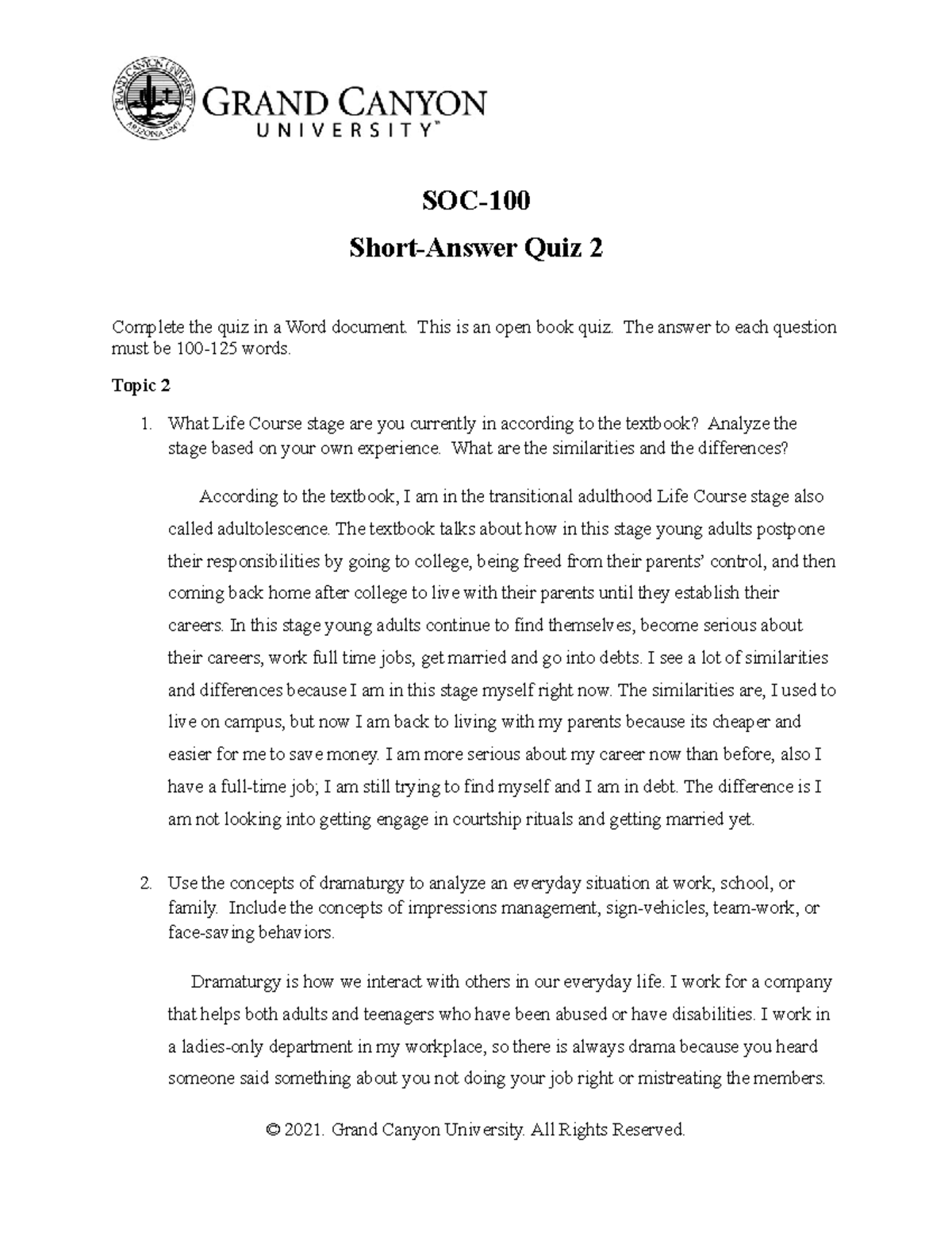 EVERYDAY SOCIOLOGY 100 QUIZ 2 HOW SOCIETY CONNECTS US QUIZ 2 WITH ...