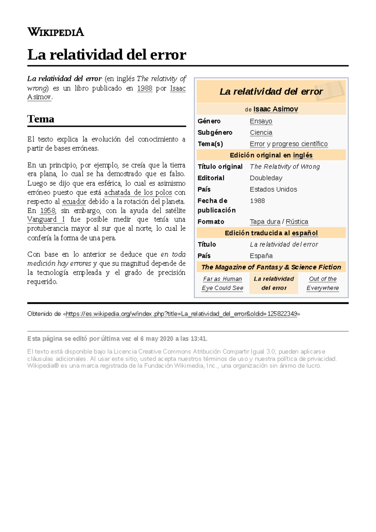 La relatividad del error - El texto explica la evolución del ...