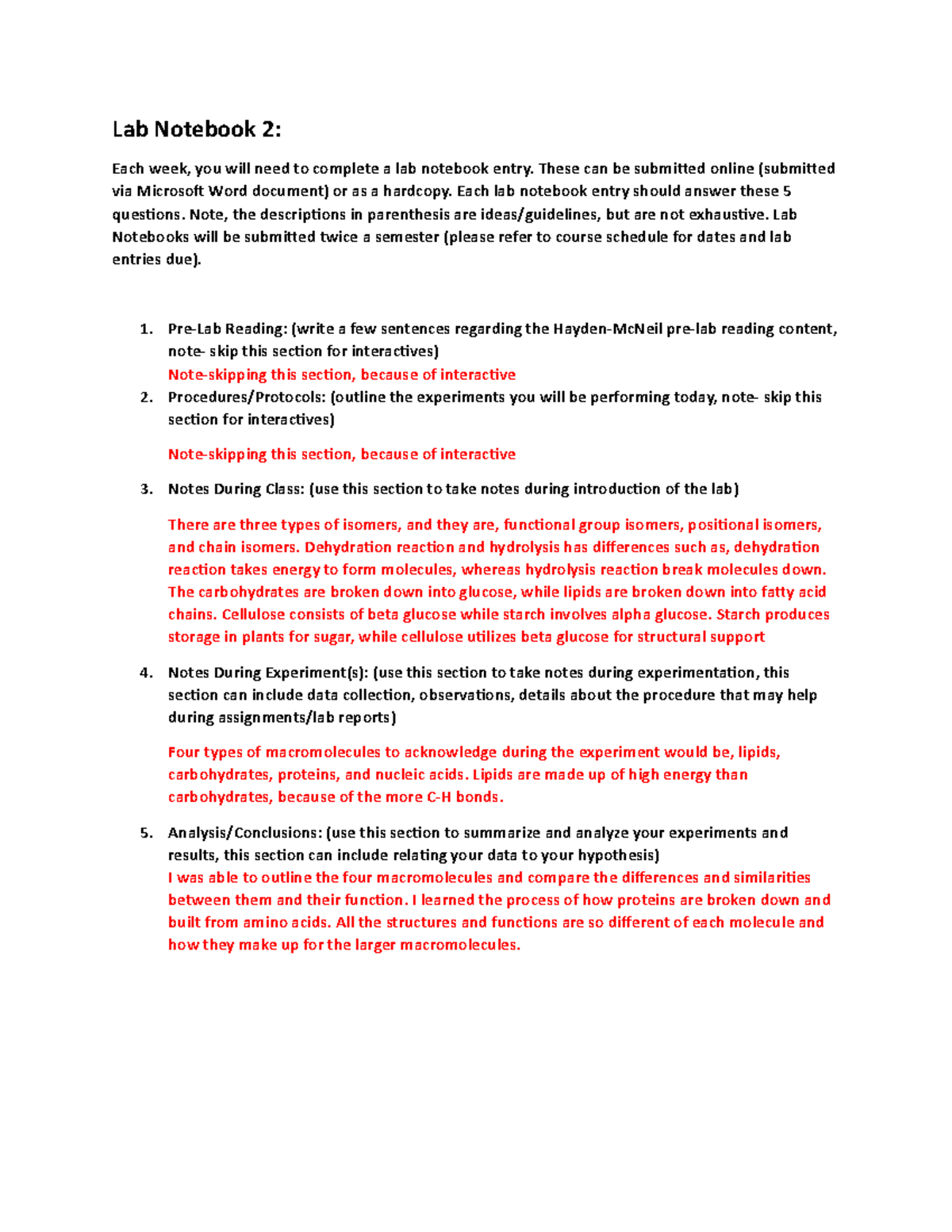 Lab Notebook 2 - These can be submitted online (submitted via Microsoft ...