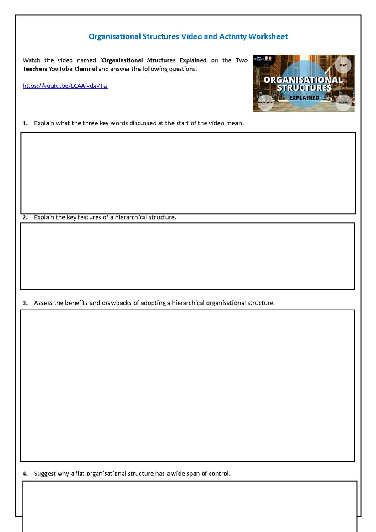 Organisational-Structures-Videolinkand Worksheet L2Org Charts 2 ...