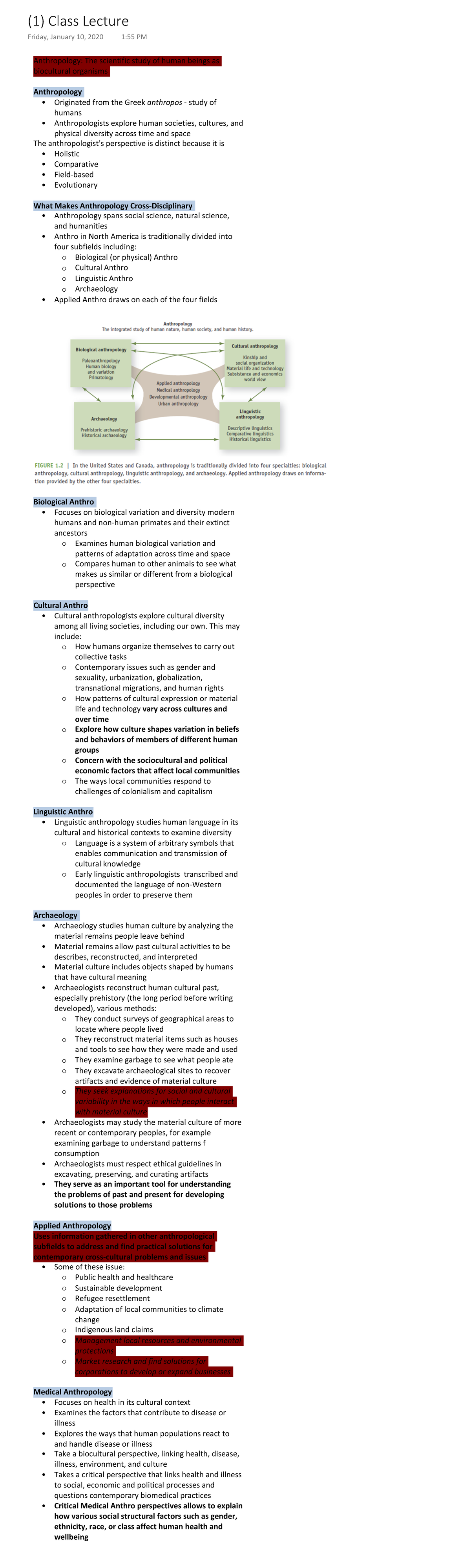 (1) Class Lecture - The scientific study of human begins as bio ...