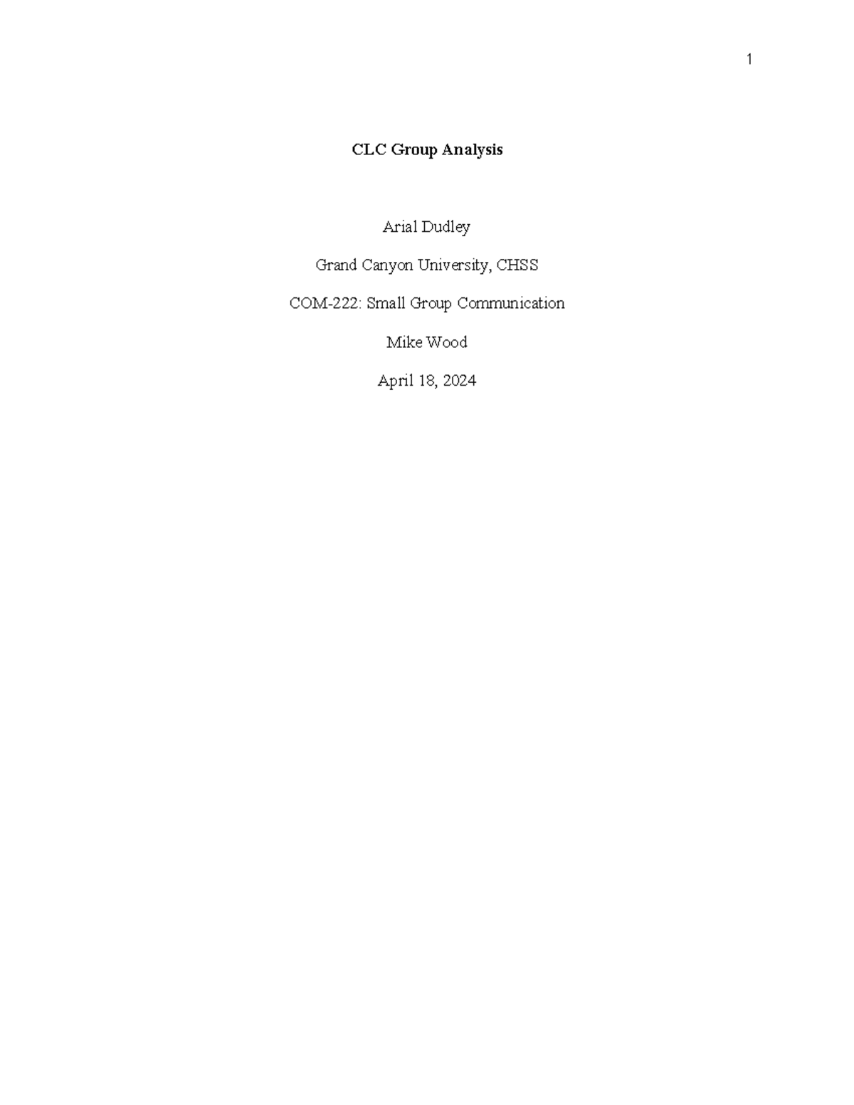 CLC Group Analysis - CLC Group Analysis Arial Dudley Grand Canyon ...