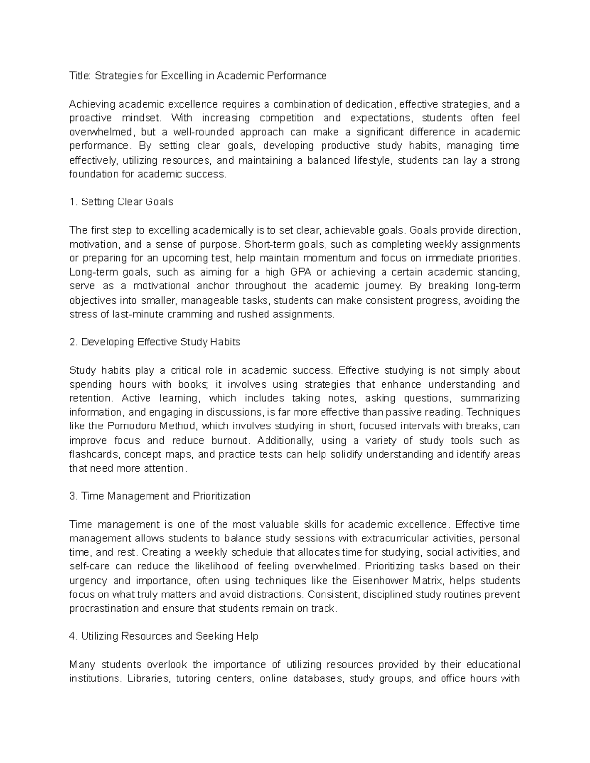 Title: Strategies for Excelling in Academic Performance - With ...