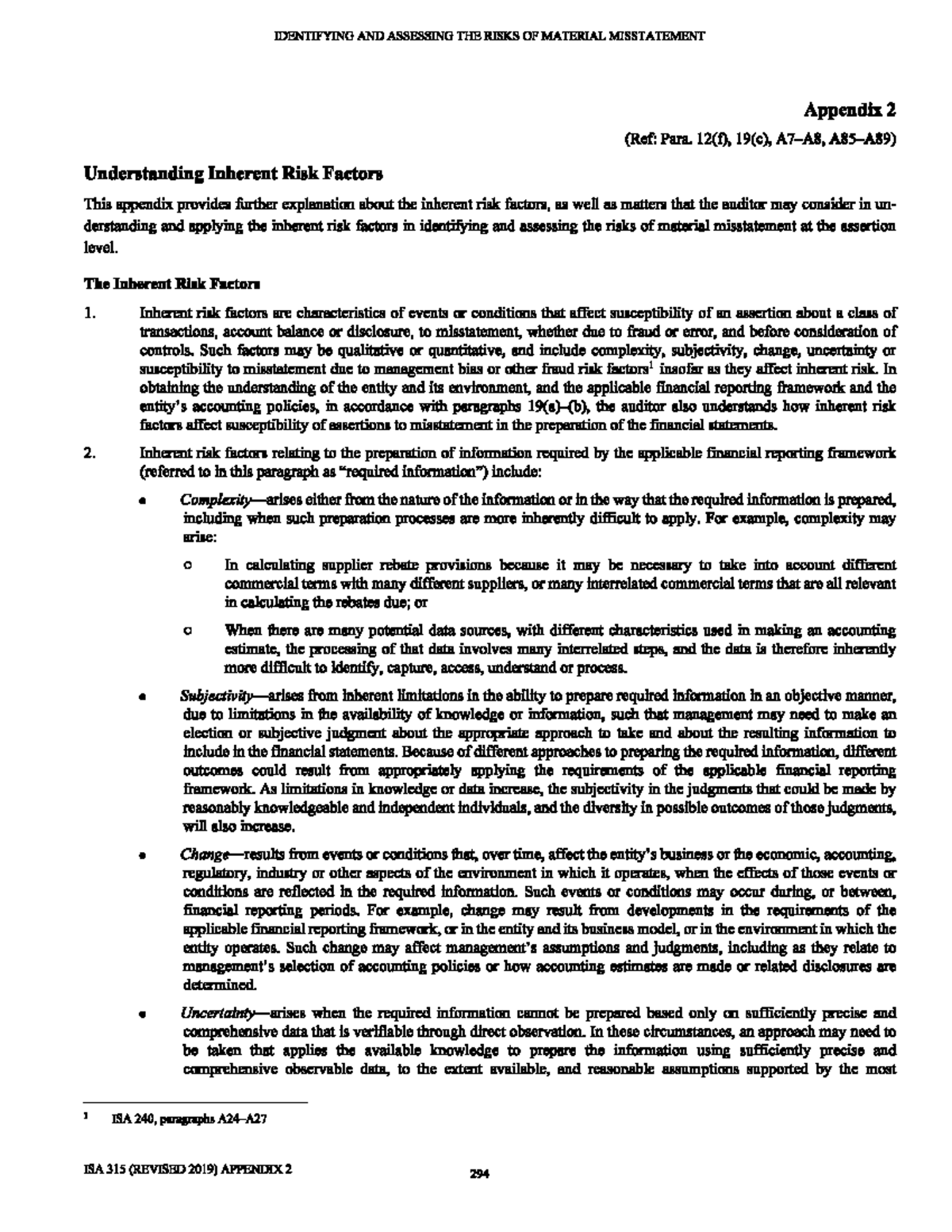 Unit 4 - Inherent Risk Factors - IDENTIFYING AND ASSESSING THE RISKS OF ...