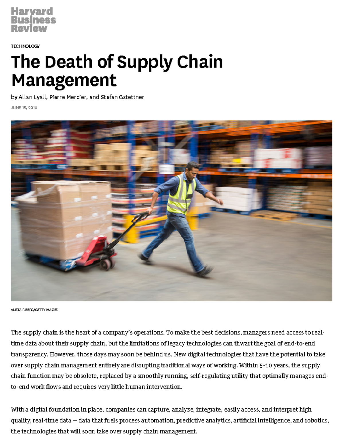 The death of supply chain management - TECHNOLOGY The Death of Supply ...