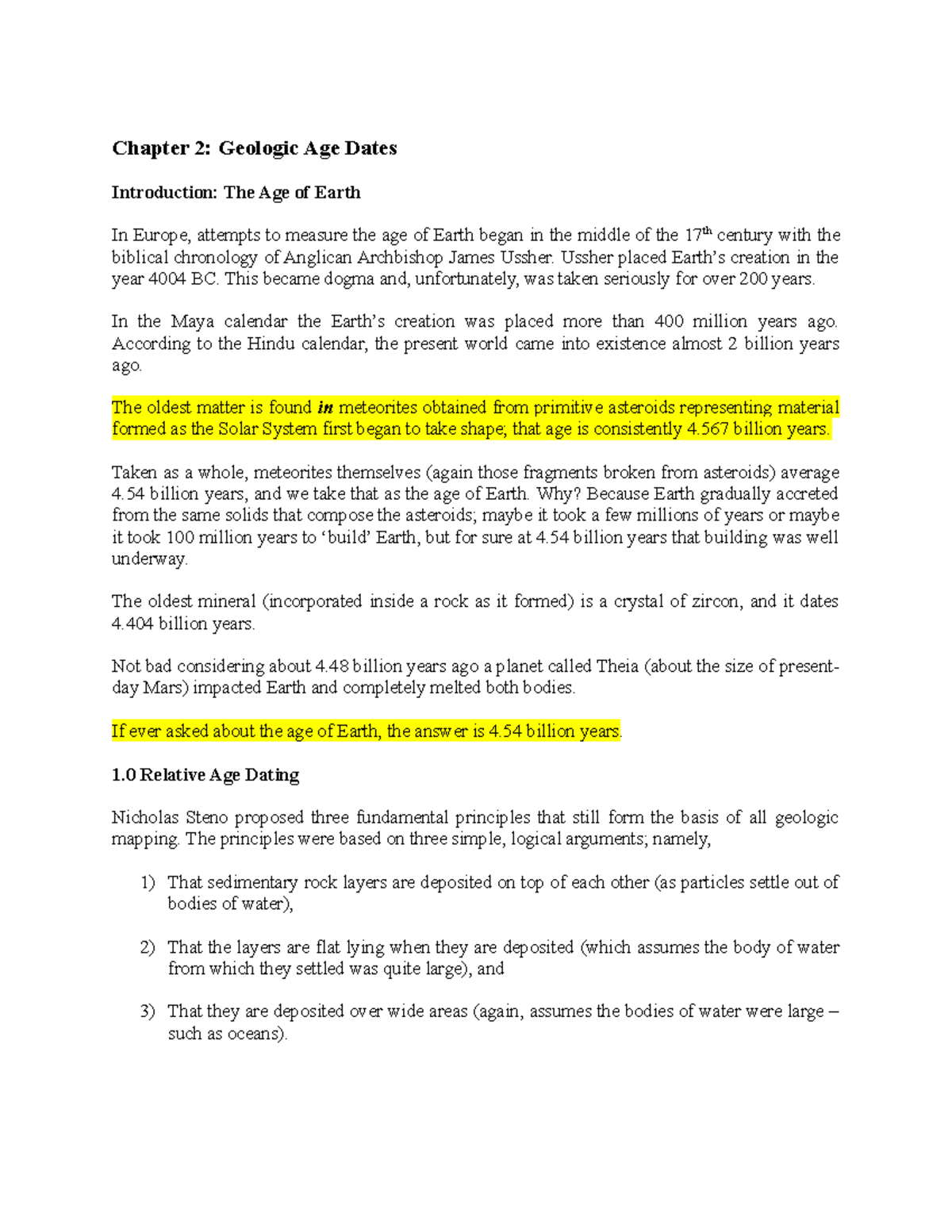 ES 2240F Chapter 2 - notes - Chapter 2: Geologic Age Dates Introduction ...