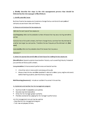 TTR 4 - Risk management Exercise - a) 1. Futures contracts are one of ...