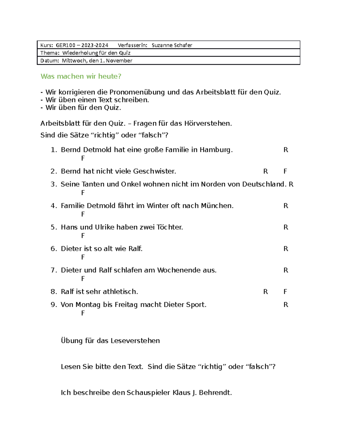 Herbst 2023-2024 sechzehnter Tag - Kurs: GER100 – 2023-2024 Verfasserin ...