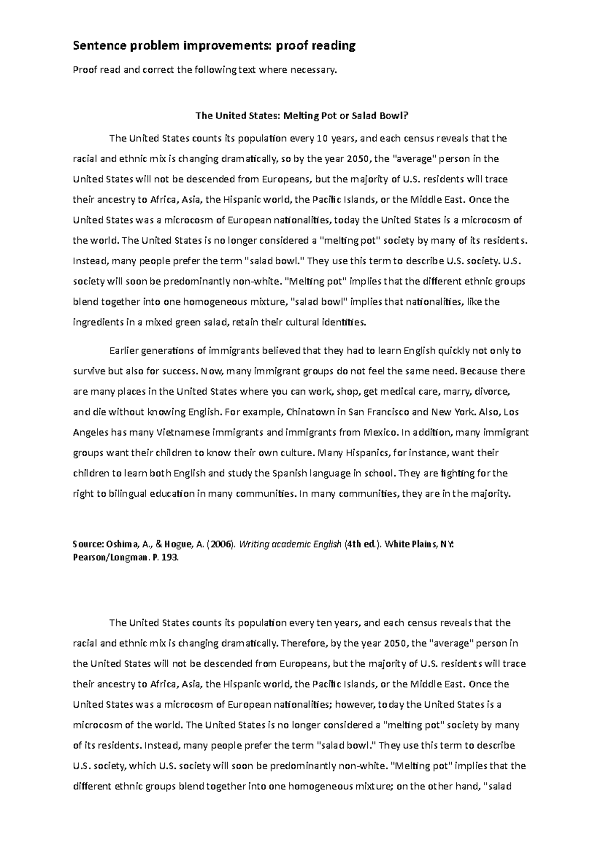 13 Proof-reading Practice - Sentence problem improvements: proof ...