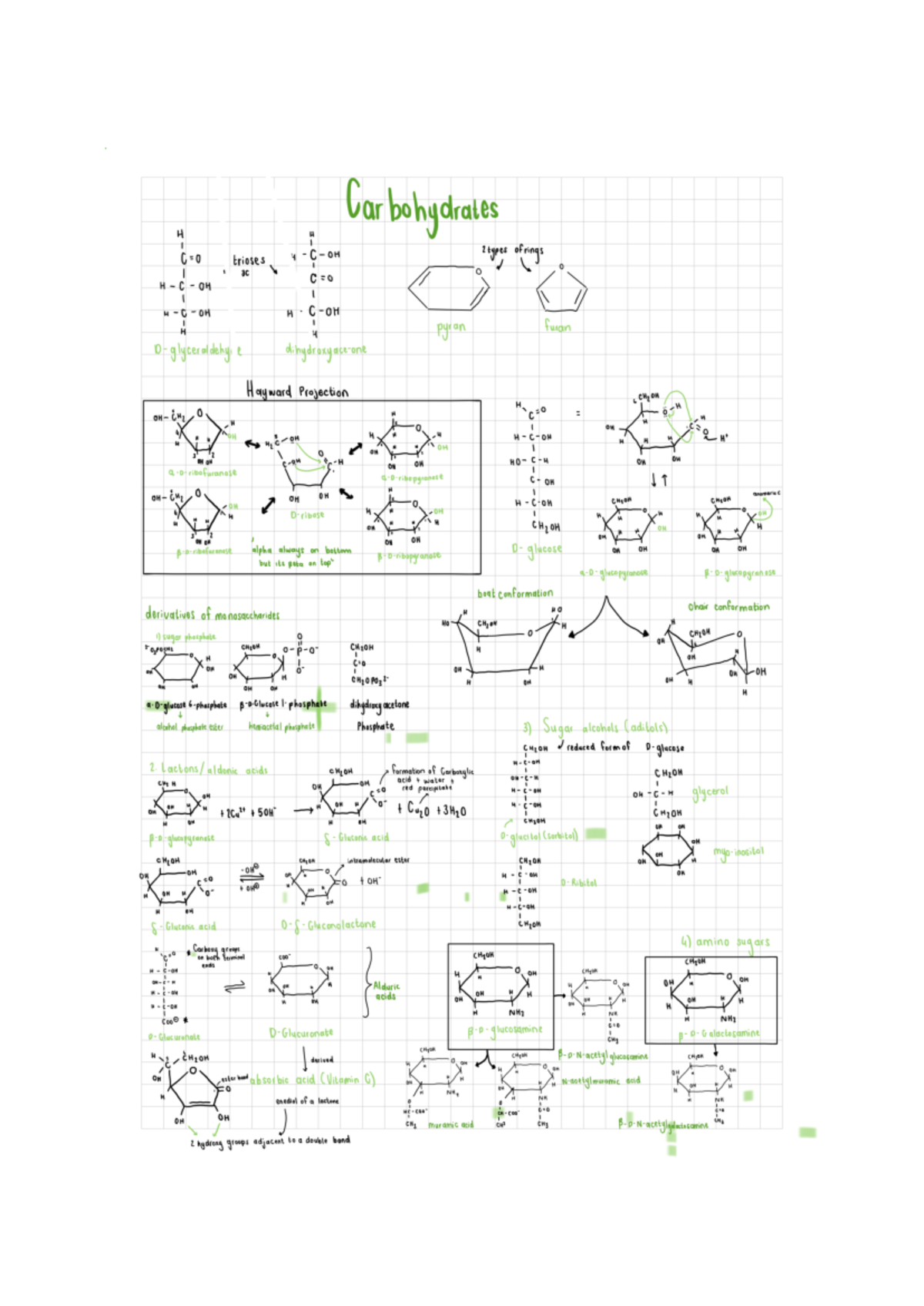 Carbohydrates - Summary of carbohydrate structures - Car bohydrales H H ...