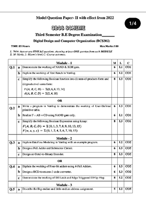 BCS302 Set2 - Model question paper - Model Question Paper- II with effect from 2022 Third ...