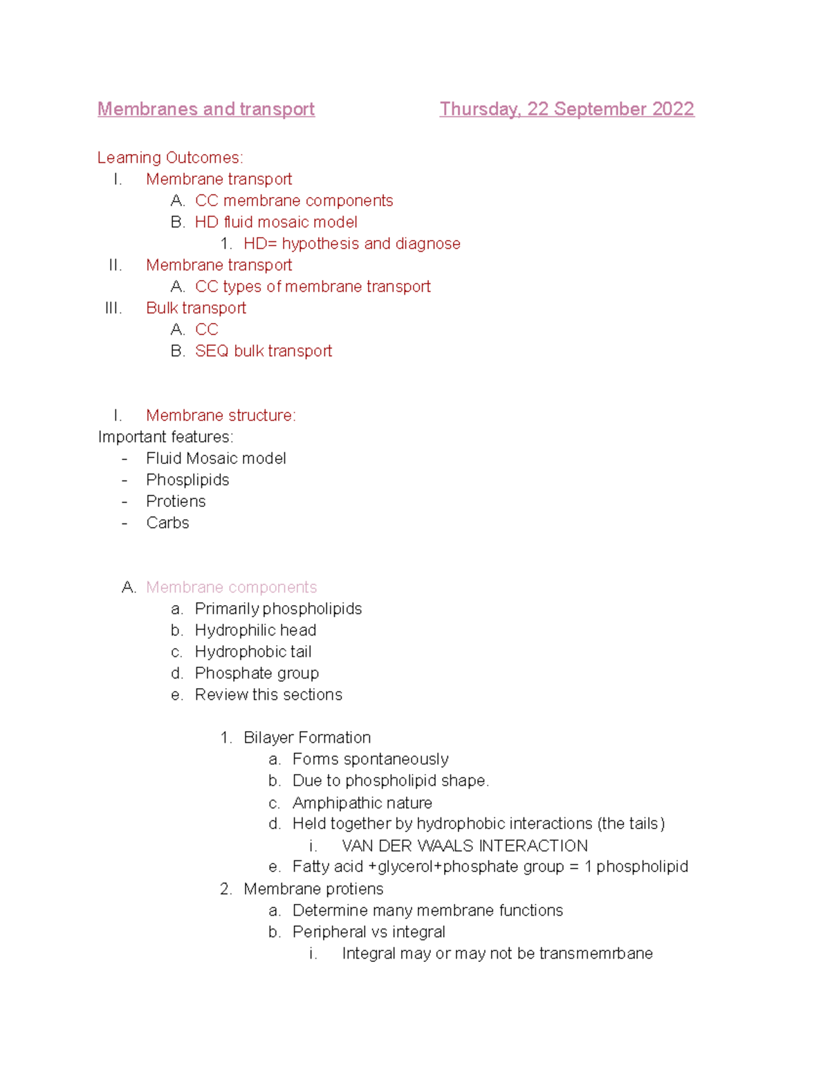 Gen bio 115 - Lecture 6 Membrane Transport - Membranes and transport ...