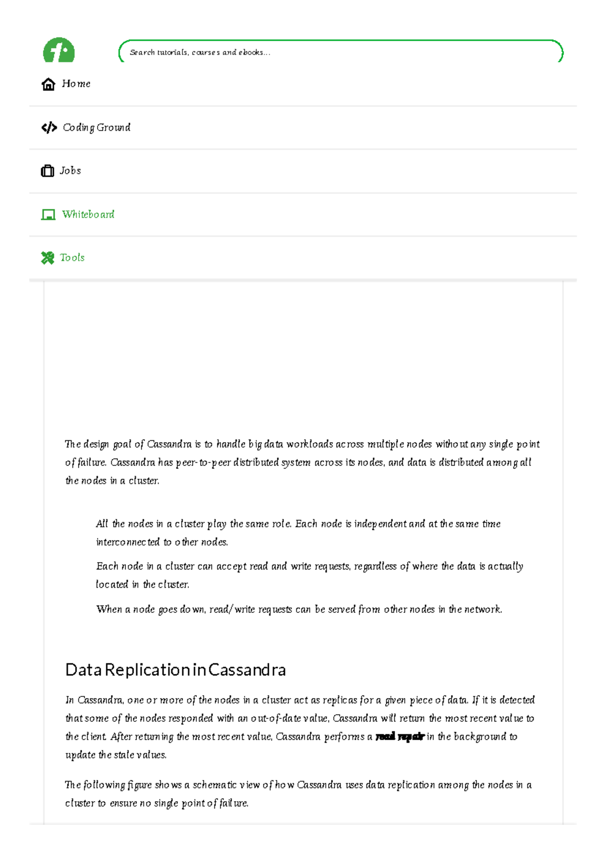 Cassandra - Architecture - Menu Login HTML CSS Javascript SQL Python Java C C++ PHP Scala C# ...