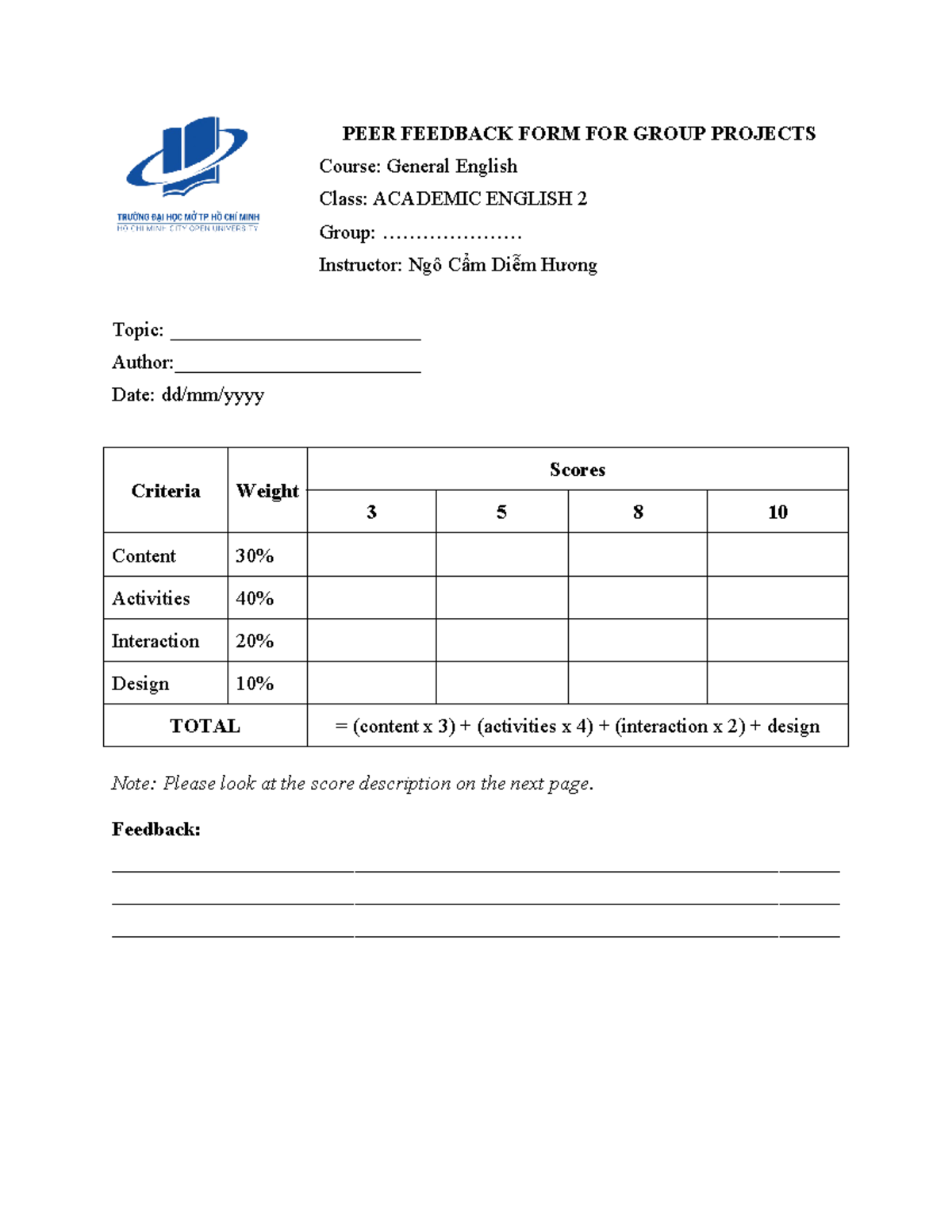 Inbound 5866801386494156022 - PEER FEEDBACK FORM FOR GROUP PROJECTS ...