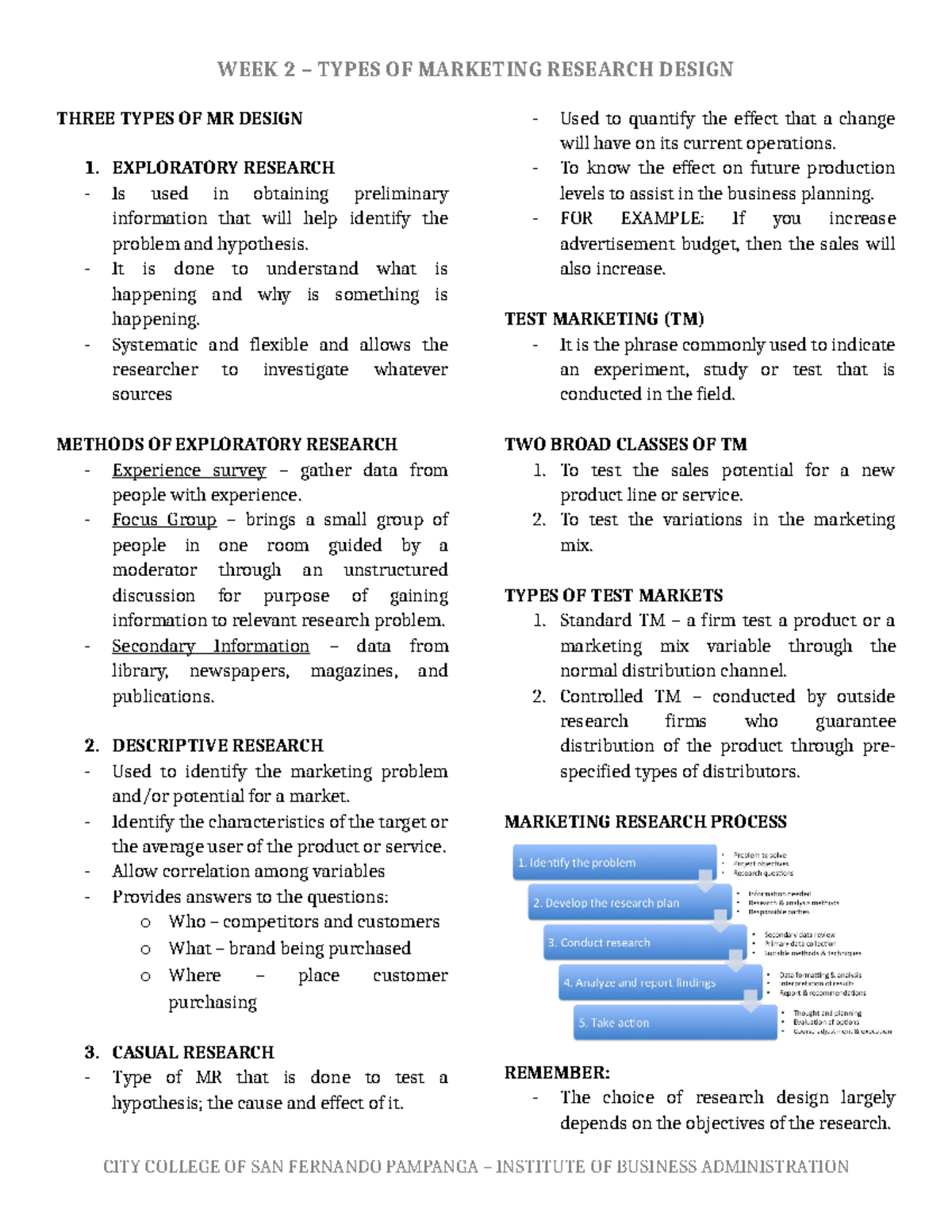 MR-Week-2 - hahahahha - WEEK 2 – TYPES OF MARKETING RESEARCH DESIGN ...