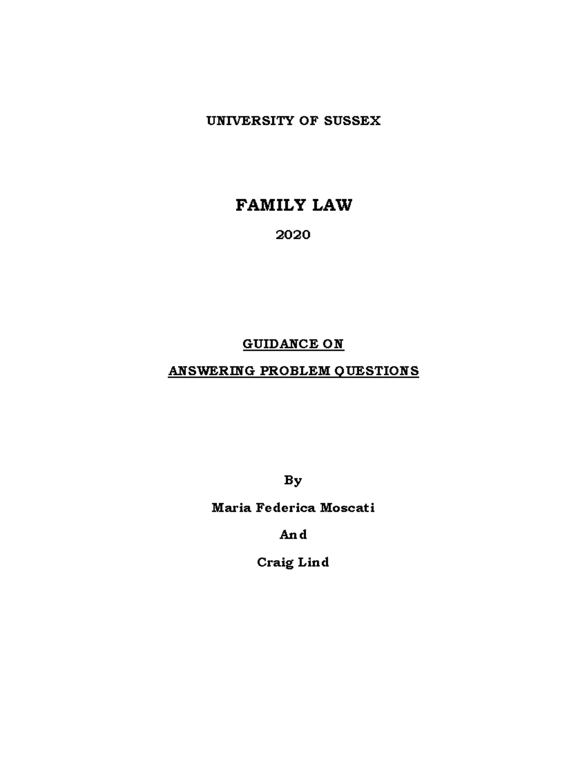 Family Law Revision Notes - Answering a Problem Question (2020 ...