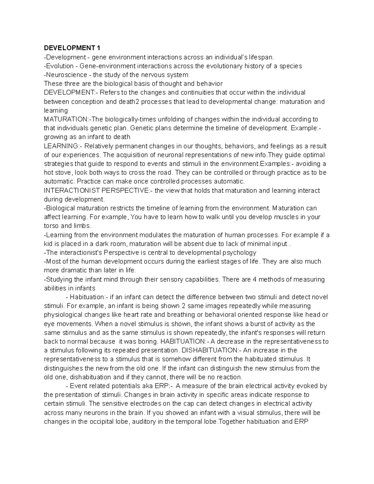 PSYCH 1XX3leture and module notes - DEVELOPMENT 1 -Development - gene ...